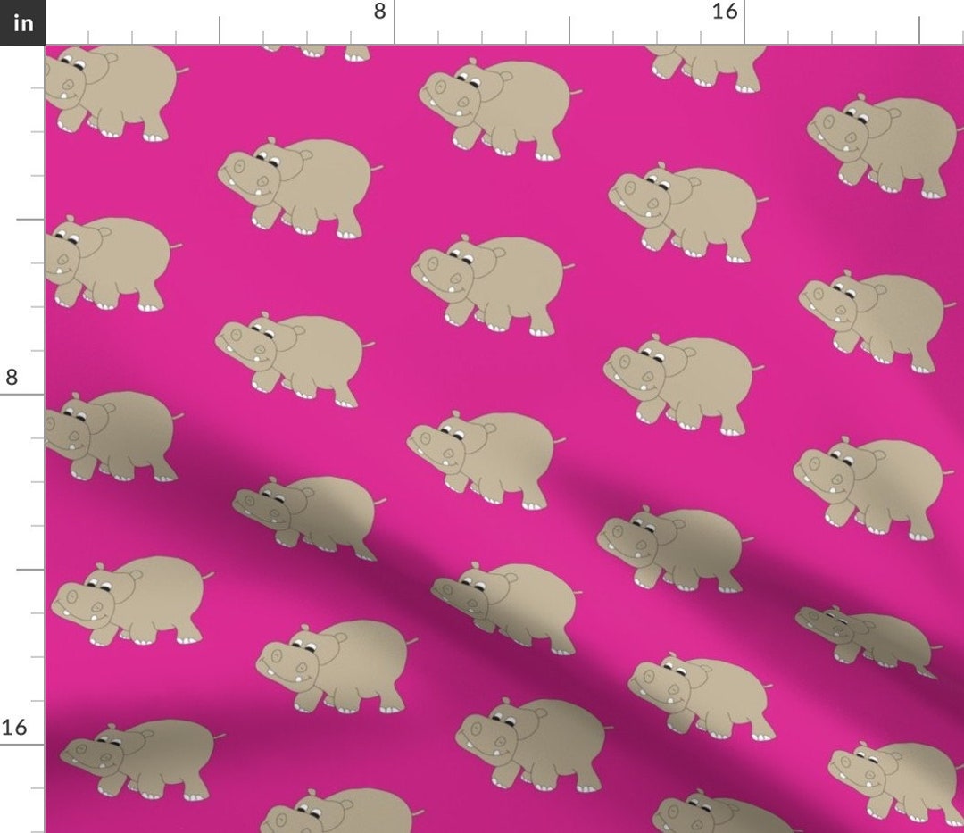 Hippo Fabric Hippo Pink by Coveredbydesign Hippo Safari - Etsy