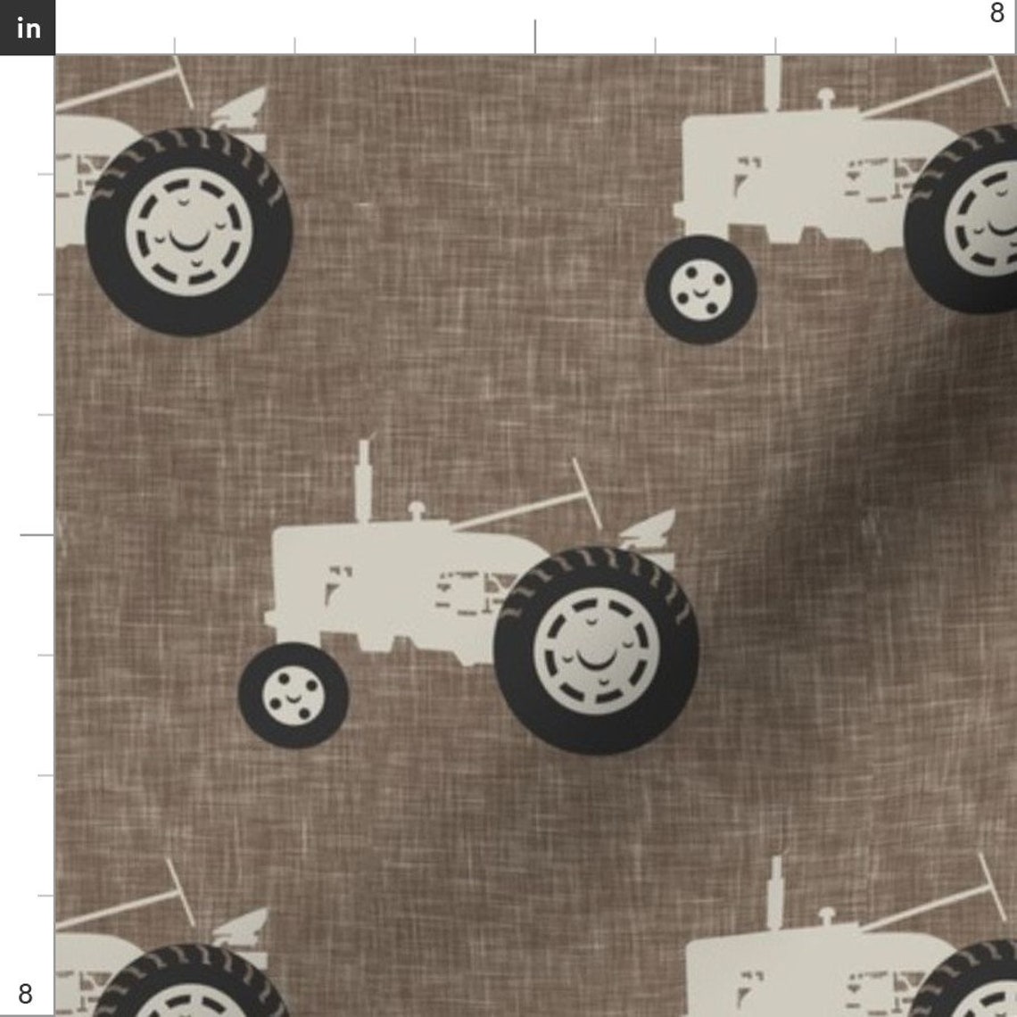 Tractor Fabric Tractors on Brown Farm Life Patchwork Browns | Etsy