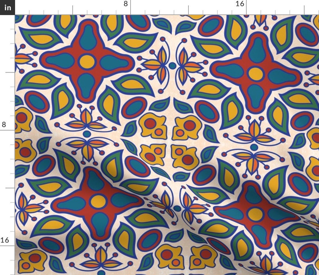 Mexican Tile Fabric Mayolica Tile by Wellfleetdesigns Mexican Tile ...
