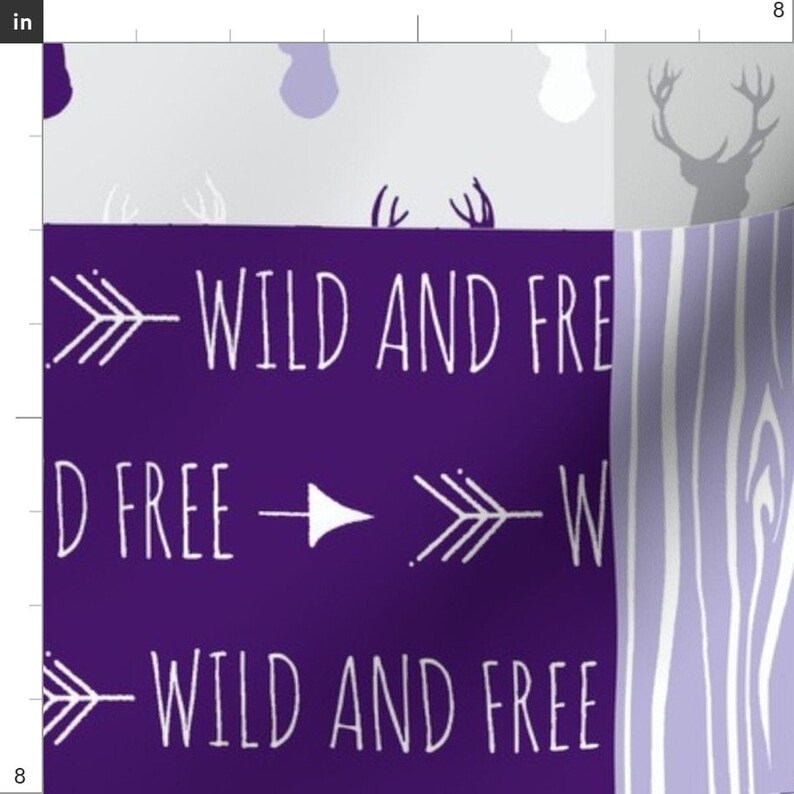 Cheater Quilt Fabric Wholecloth Patchwork Deer in Purple and - Etsy