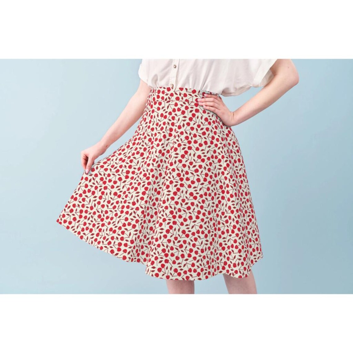 Whimsical Cherry Apparel Fabric - Red Cherries With Faces by ...