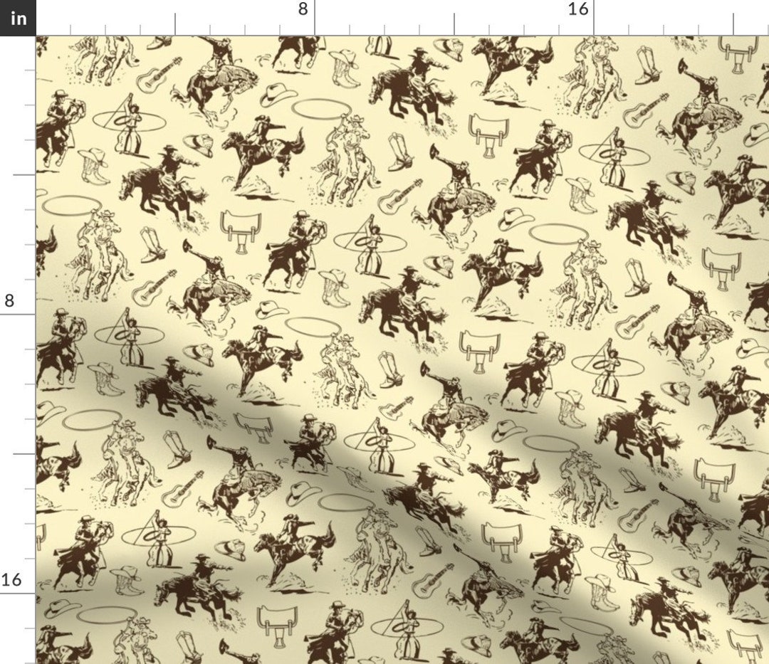 Bronco Rodeo Cowboy Fabric Cowboys Rodeo Western Horses by ...