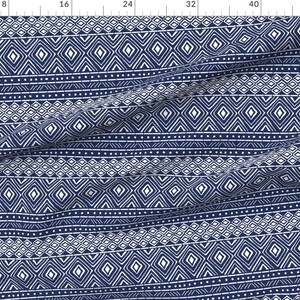 Tribal Fabric Ornate Mud Cloth Dark Blue White Geometric Boho Large by ...