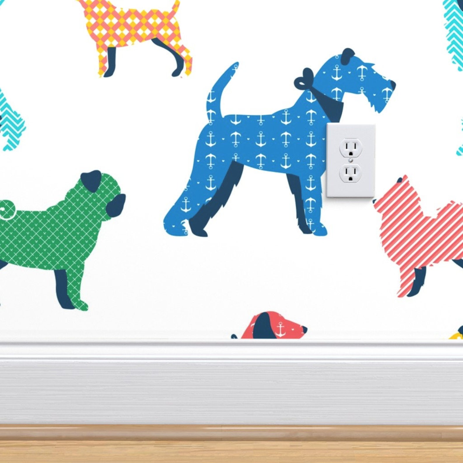 Dog Wallpaper Patterned Dogs Vibrant Big by Ewa Brzozowska - Etsy