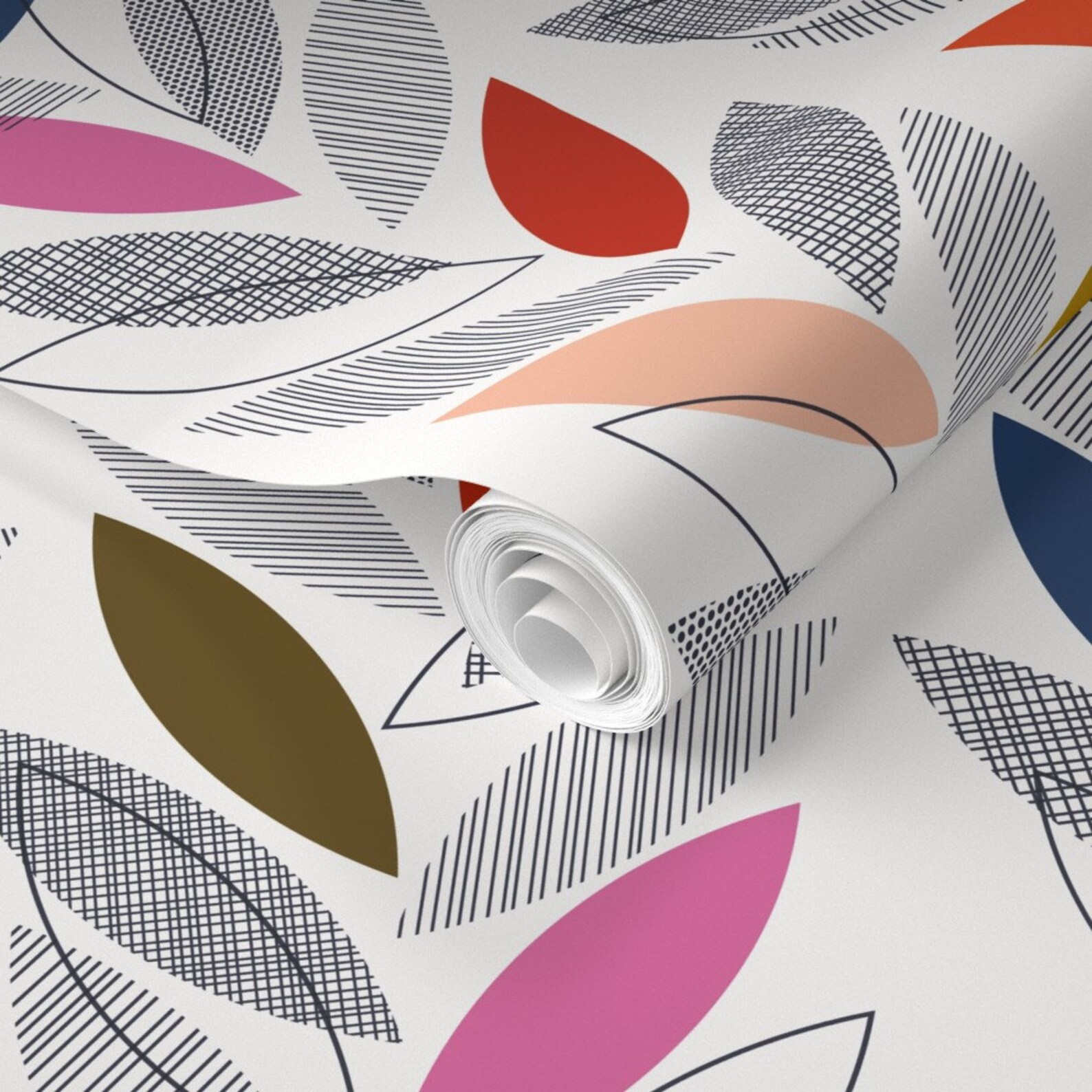 Midcentury Modern Leaves Wallpaper Midmod Vines Happy Colors - Etsy