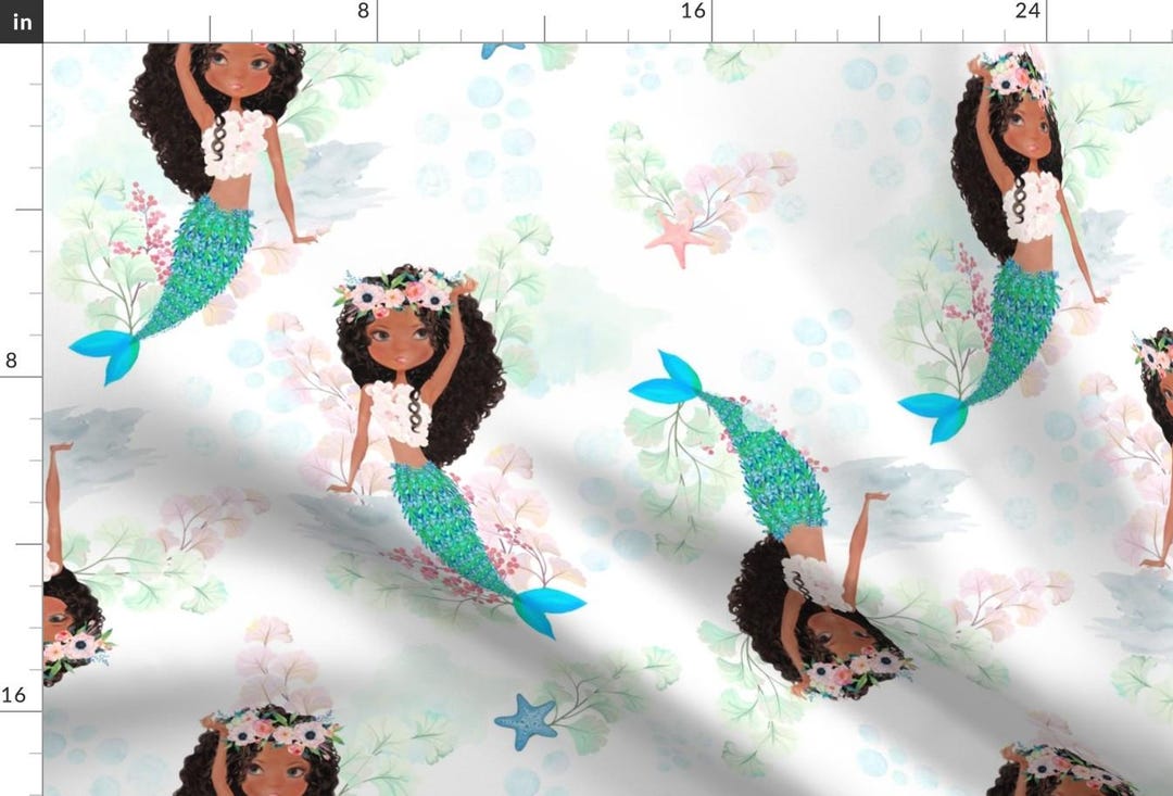 Mermaid Fabric - 18" Chloe the Mermaid Cute Brunette Magical Princess ...