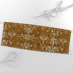 Brown Heathered Design Fabric Verdure Ikat mustard Med by | Etsy