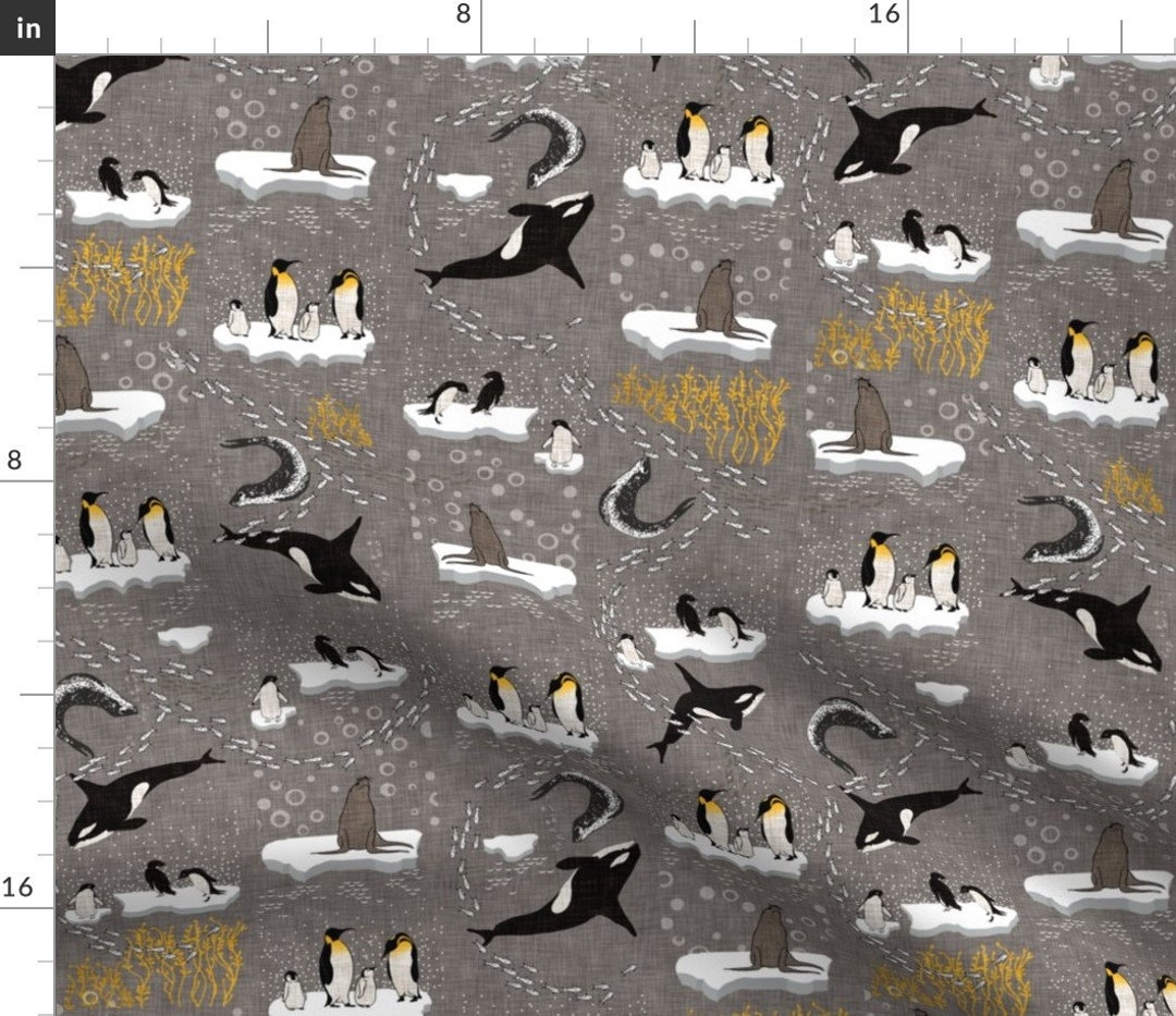Orca Fabric Antics in Antartica by Nouveau Bohemian Orca Cotton Fabric ...