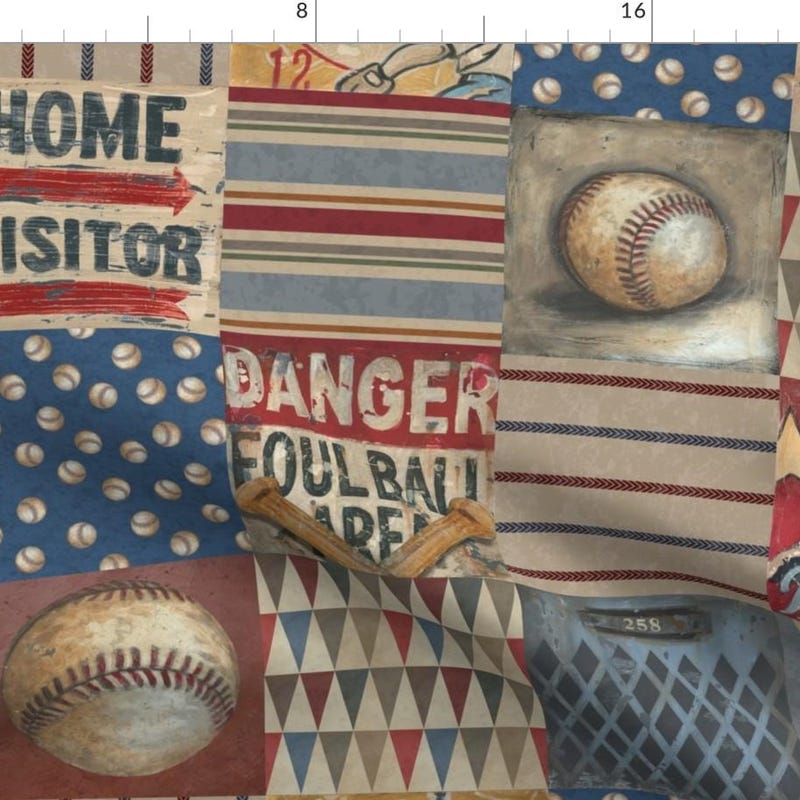 Baseball Quilt Panel - Etsy