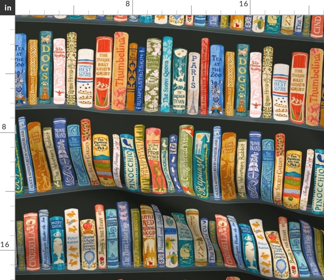 Books Fabric Children's Bookshelf Black by Taranealart Library ...