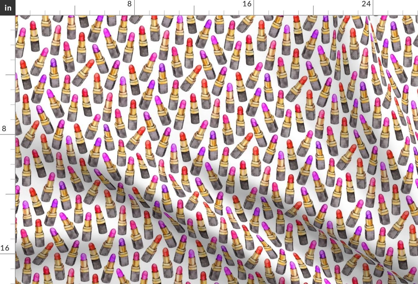 Lipstick Fabric - Lots of Lipsticks by Micklyn - Watercolor Lipstick ...