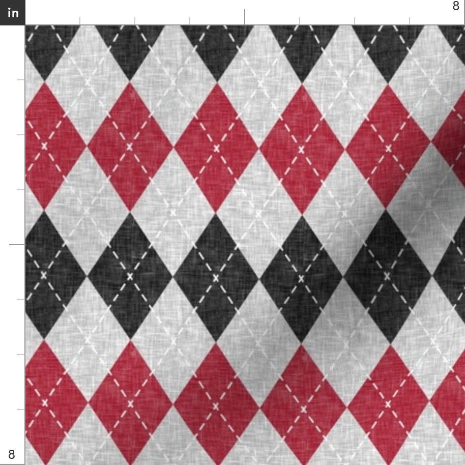 Red Fabric Argyle Red Black Gray By Littlearrowdesign | Etsy