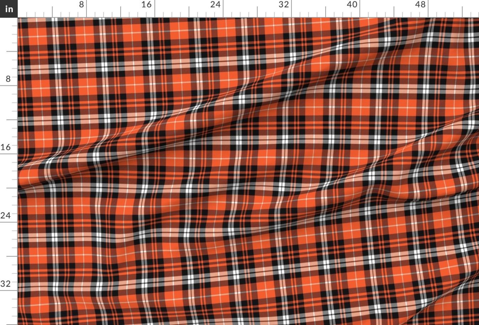 Orange Plaid Fabric - Pumpkin Fall Plaid Orange,black,white by ...