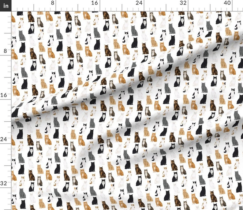 Cat Breed Fabric Cats Fabric Pattern Cat Breeds by | Etsy