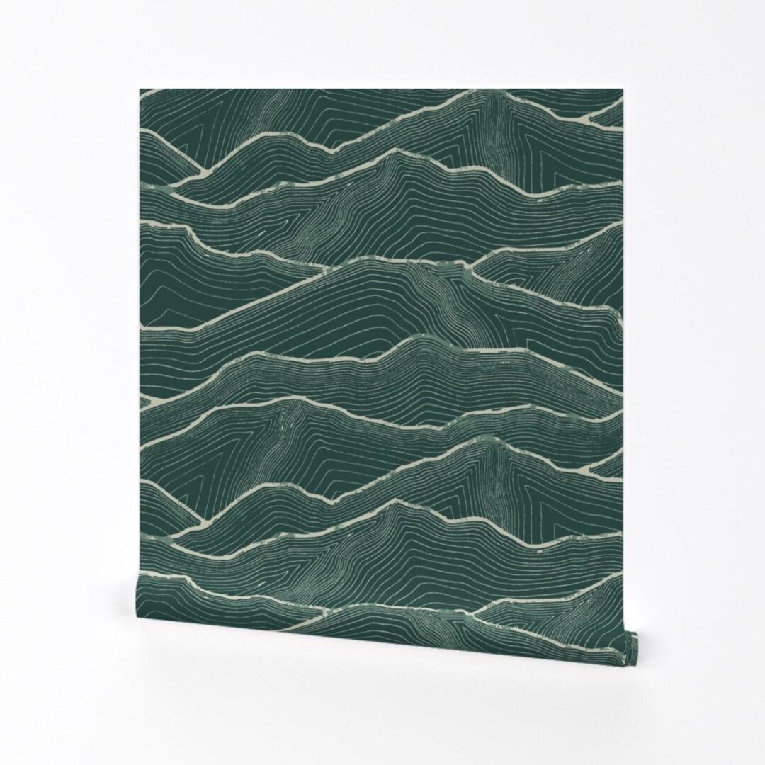 Forest Green Removable Peel and Stick Wallpaper - Mountain Outdoor Map ...