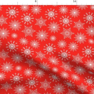 Red Snowflake Fabric Ornate Snowflakes Pattern by Diane555 | Etsy