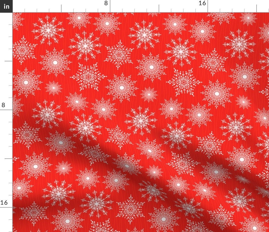 Red Snowflake Fabric Ornate Snowflakes Pattern By Diane555 | Etsy