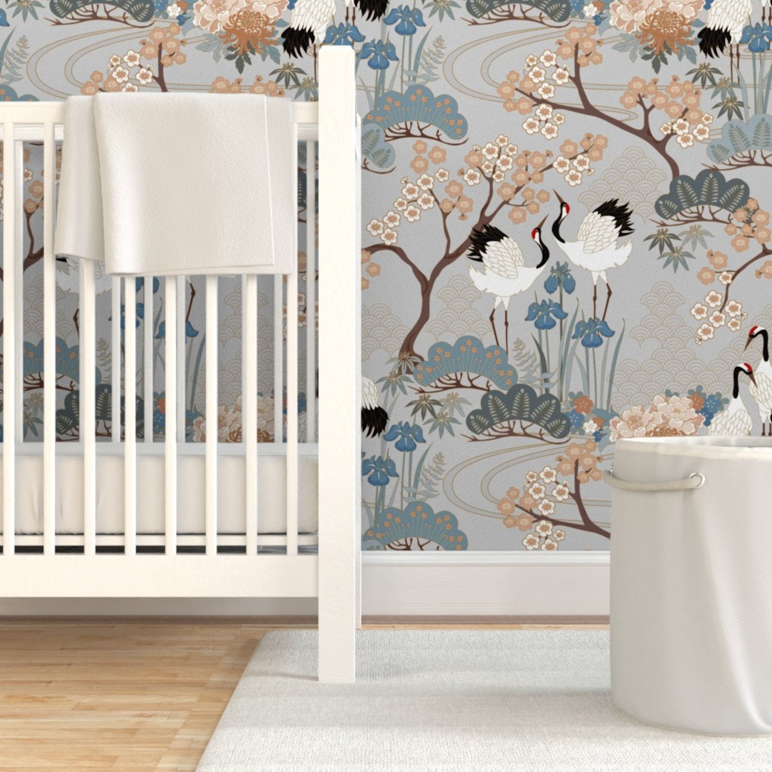 Japanese Wallpaper Japanese Garden Gray 24in by Juditgueth - Etsy