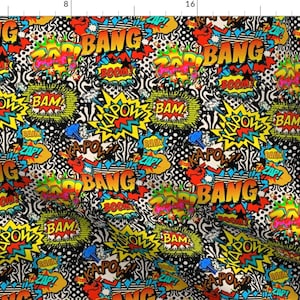Bam! Fabric - Zap, Bam, Boom by Whimzwhirled - Retro Words Cotton ...