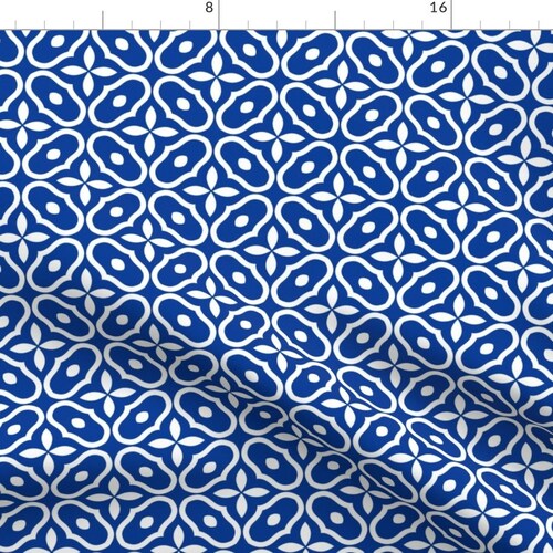 Vintage Blue Tile Fabric Tile Admiral Blue and White by - Etsy