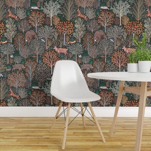 Rustic Wallpaper Forest Animals by Rebecca_reck_art Woodland Whimsical ...