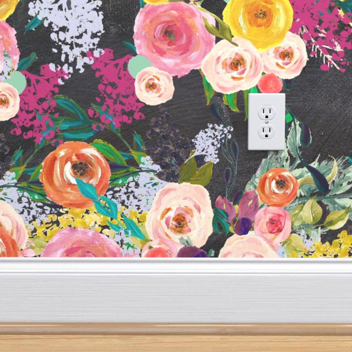Colorful Floral Wallpaper Blooms Floral by Theartwerks | Etsy