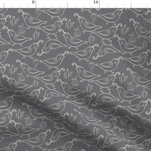 Quails Fabric - Gambel's Quail Grey by Els Vlieger - Quails Birds Fowl ...