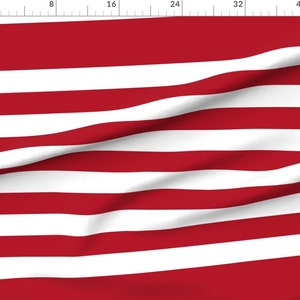 Red Stripes America Fabric Red and White Wide Horizontal Stripes by ...