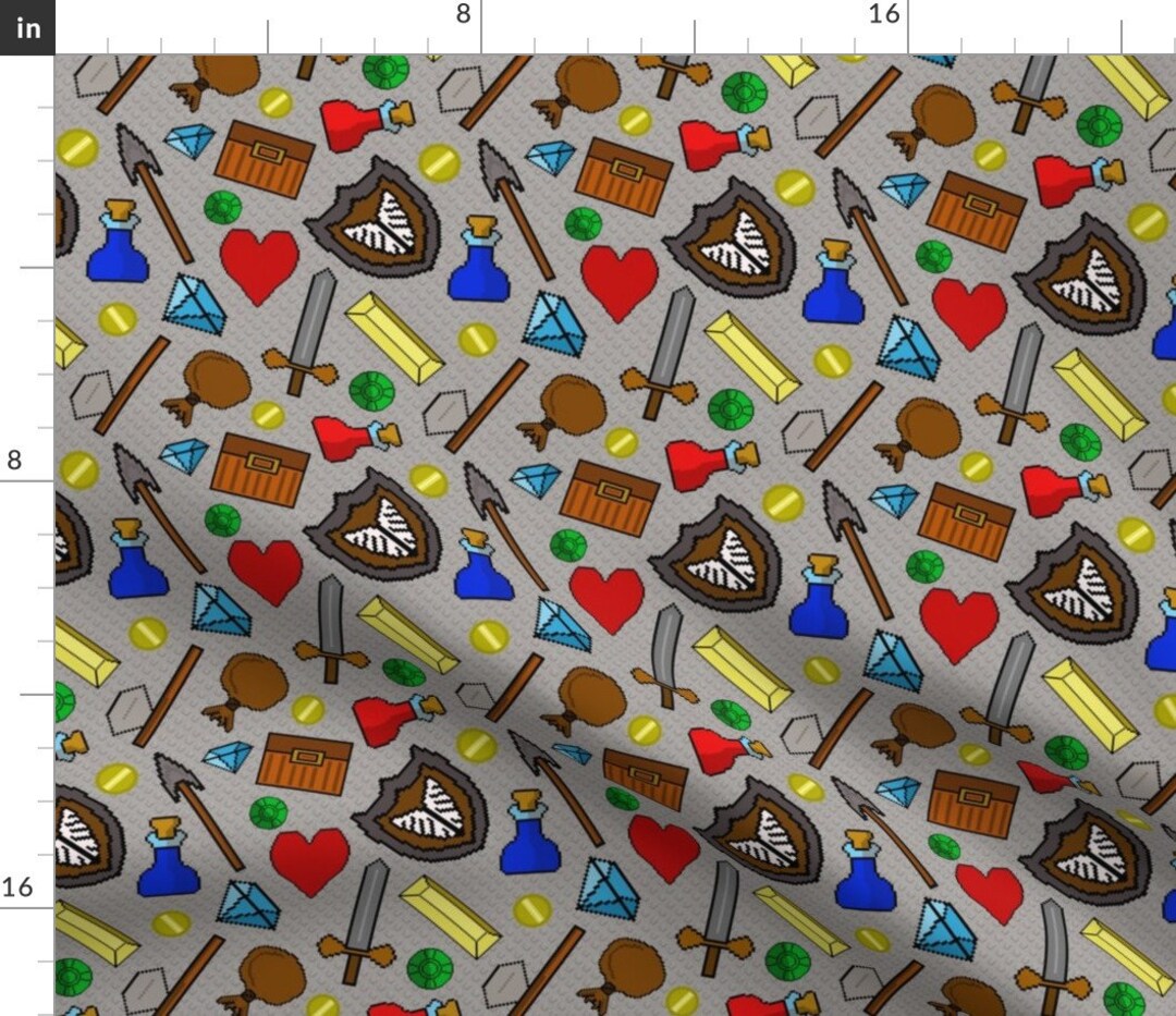 8 Bit Fabric 8 Bit Pixel Retro Video Game Icons by Themadcraftduckie 8 ...