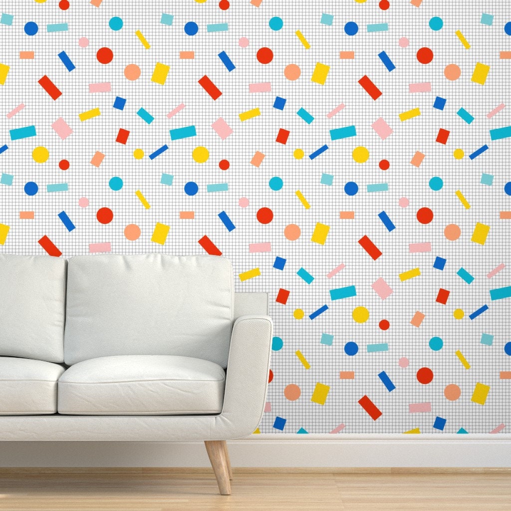 Retro Wallpaper Color Block Grid by Louisemargaret Retro - Etsy