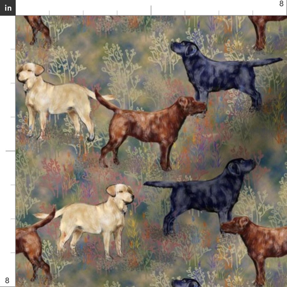 Dog Fabric Chocolate Black Yellow Labrador Retriever in - Etsy