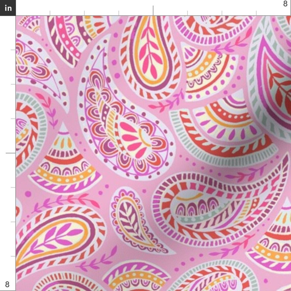 Paisley Fabric Pink Paisley By Janetbroxon Pink Floral - Etsy France