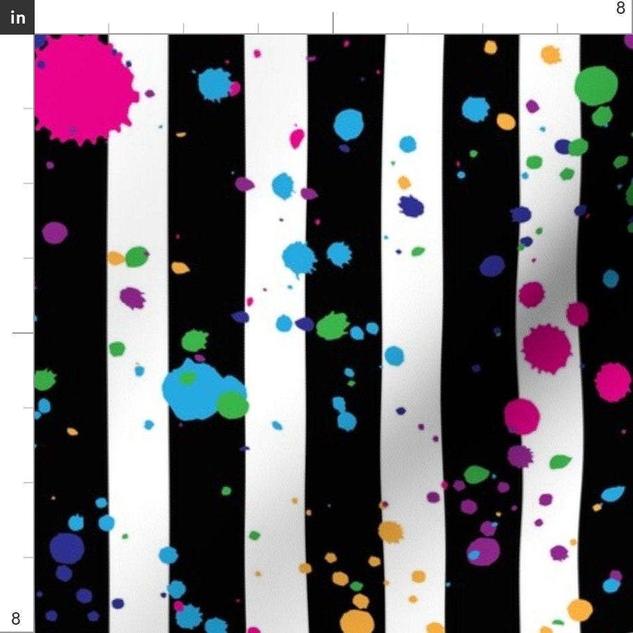 Splatters Stripes Fabric Stripes Splatter Neon Rainbow - Etsy