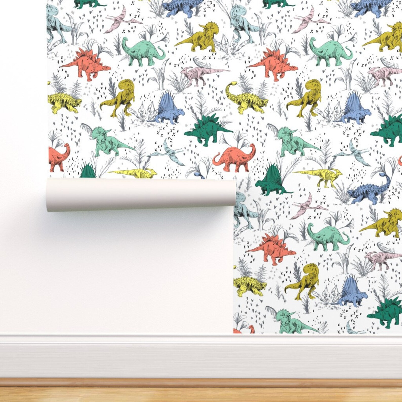Dinosaur Wallpaper Dino Pop by Pattern State Color Kids - Etsy