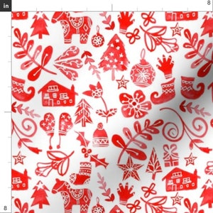 Mod Scandi Winter Fabric Red Christmas by Emmaallardsmith Scandinavian ...