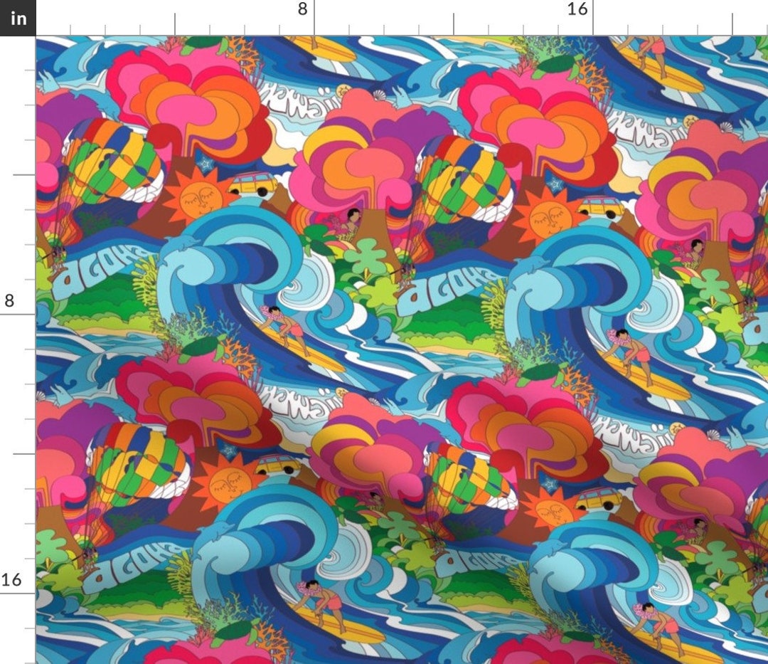 Psychedelic Hawaii Fabric Hidden Hawaiian Holiday by ...