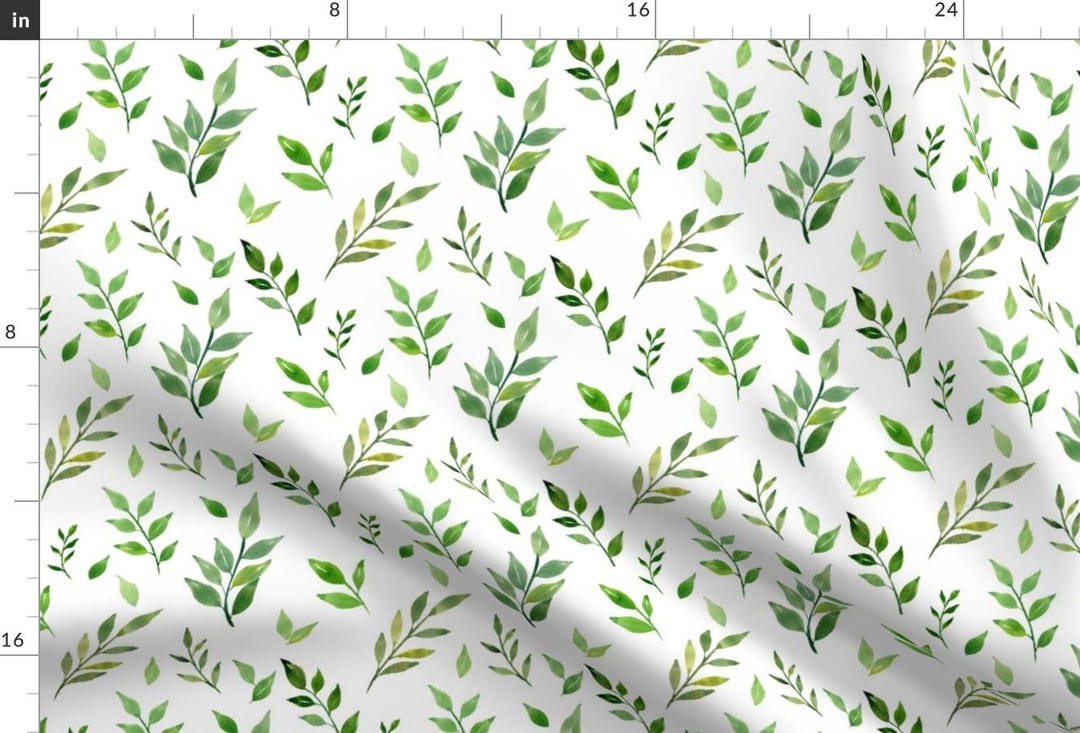Green and White Spring Fabric - Spring Leaves by Mintpeony - Green ...