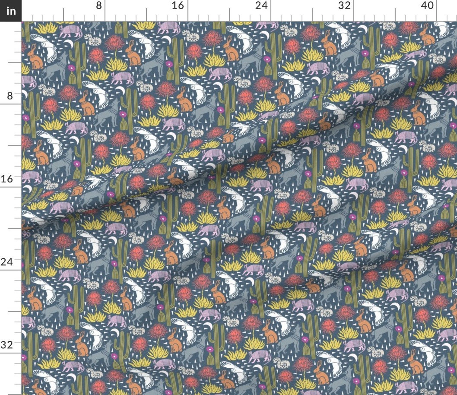Coyote Fabric Desert Animals Owl Armadillo Coyote Hare by - Etsy