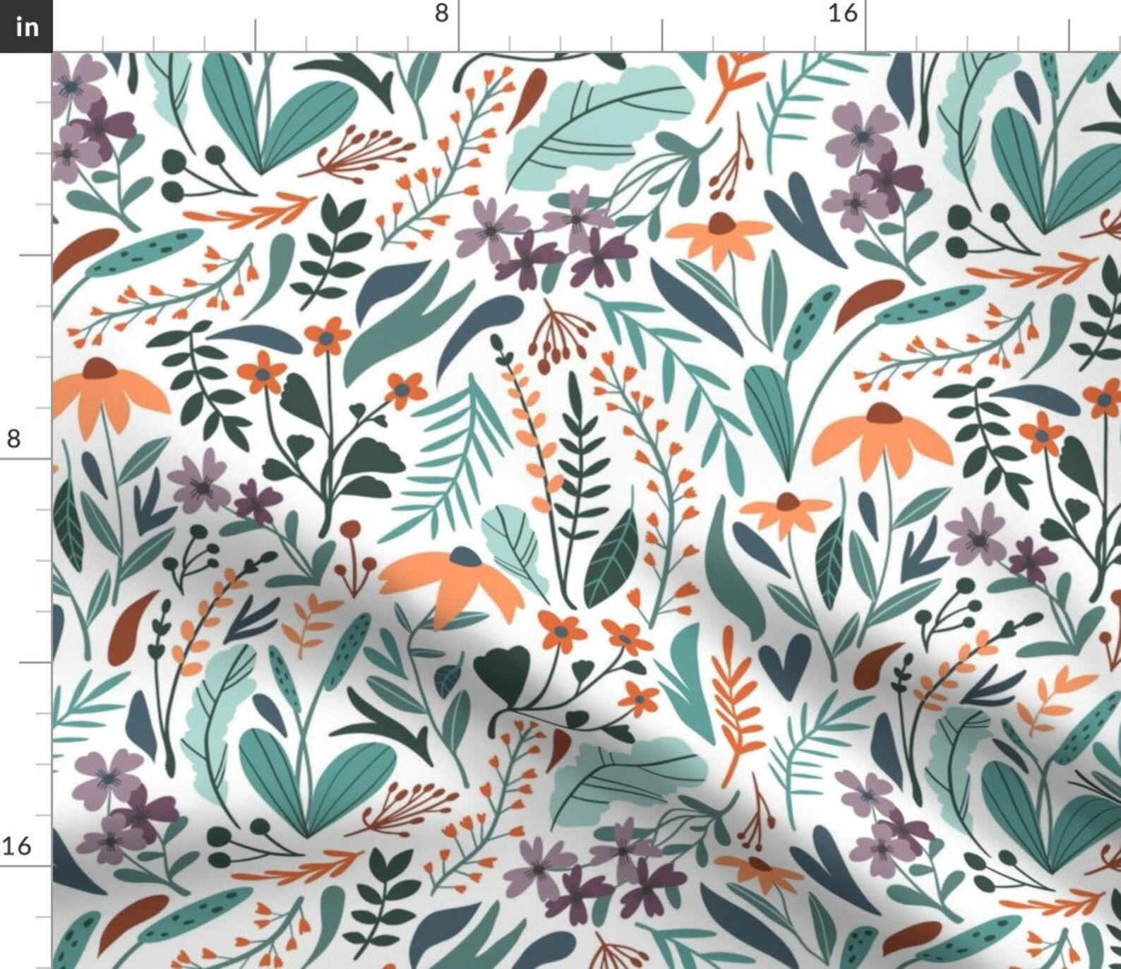 Wild Grasses Fabric Herbs by Lena Nikolaeva Green White - Etsy