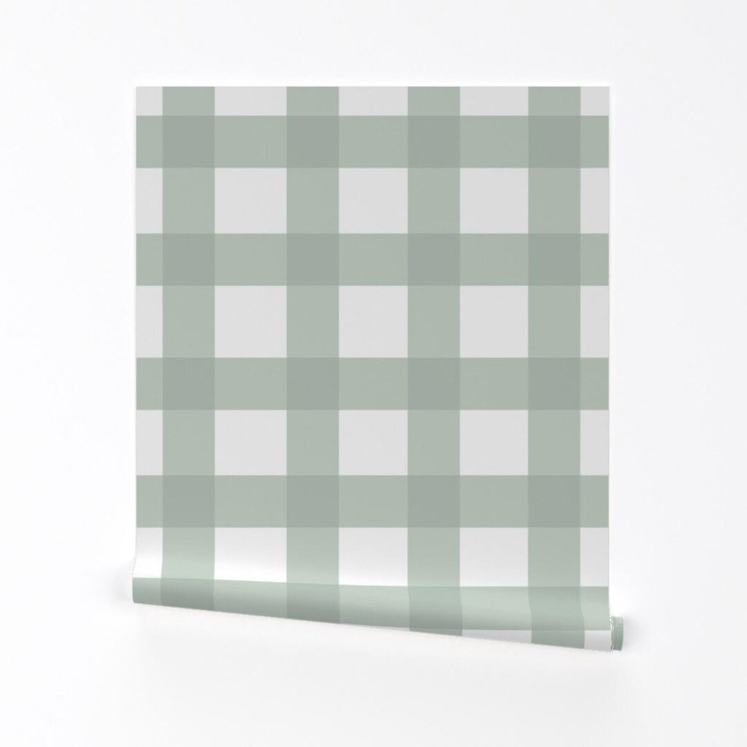 Checks Wallpaper - Country Checks in Mint Green by Susan Magdangal ...