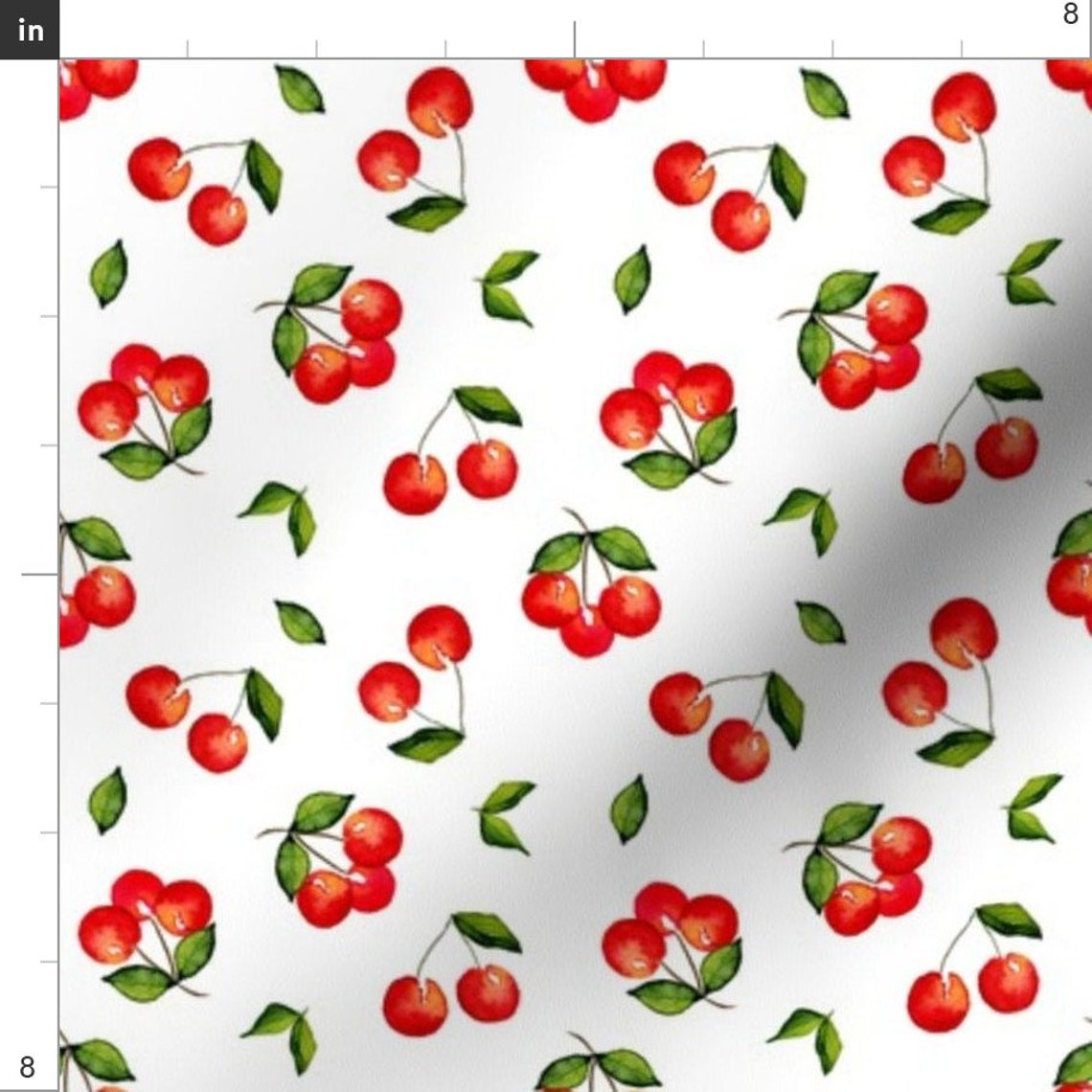 Cherry Fruit Pattern Watercolor Food Fabric Bowl of Cherries - Etsy