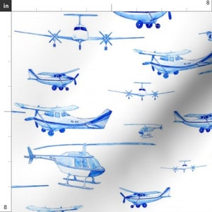 Blue Watercolor Airplanes Fabric Blue Planes White by Karinka Airplane ...