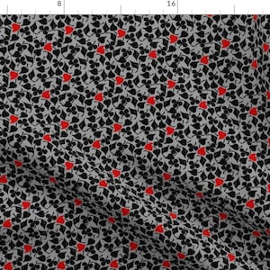 Card Suits Fabric - Card Suit Leaves Gray by Siya - Poker Spade Heart ...