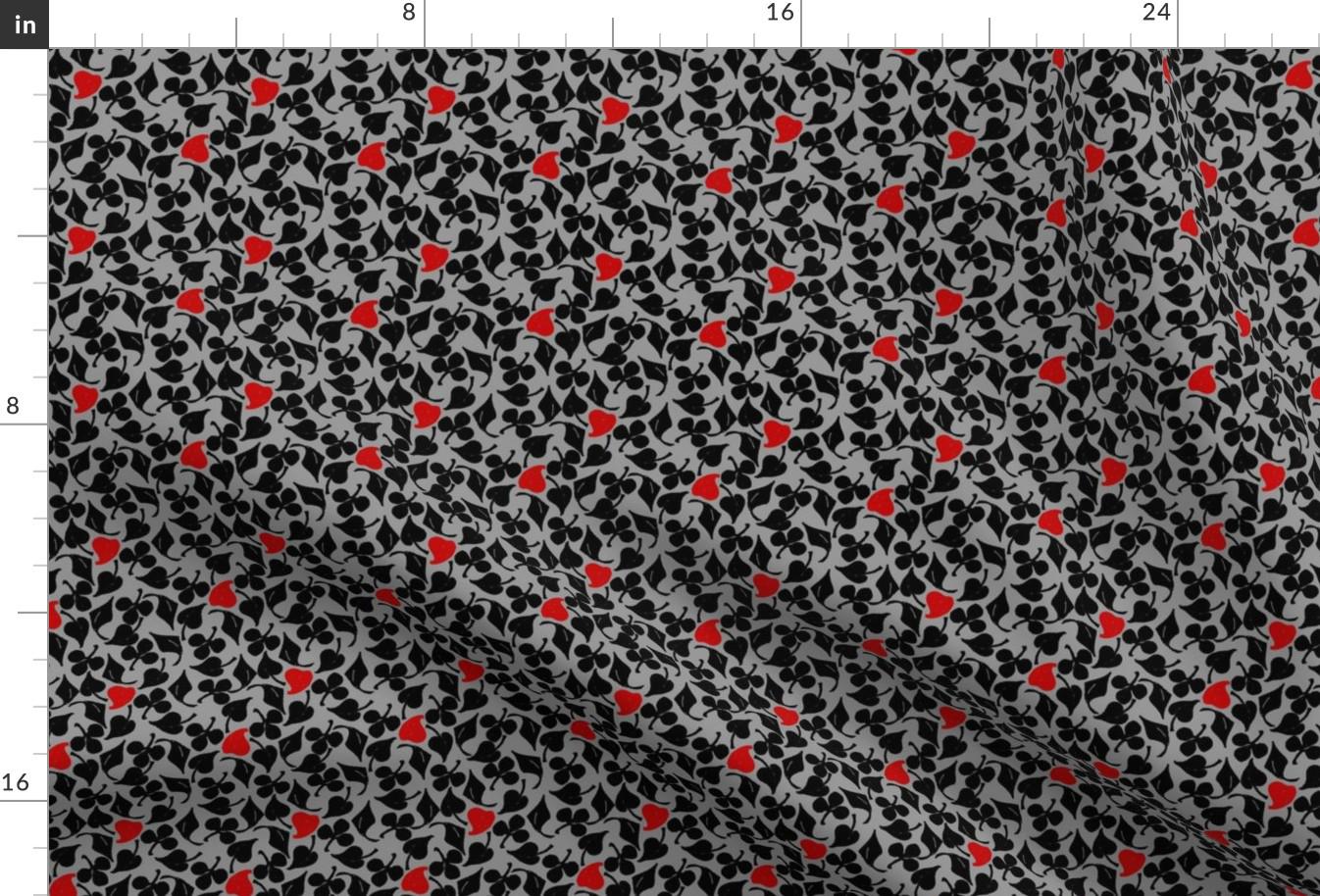 Card Suits Fabric - Card Suit Leaves Gray by Siya - Poker Spade Heart ...