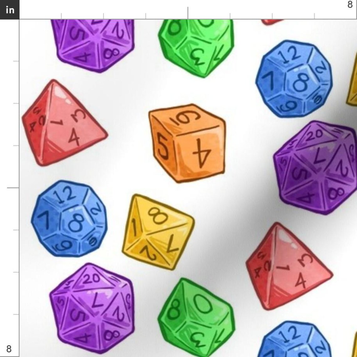 Rainbow Dice on White Fabric - Rainbow Jelly Dice on White by ...