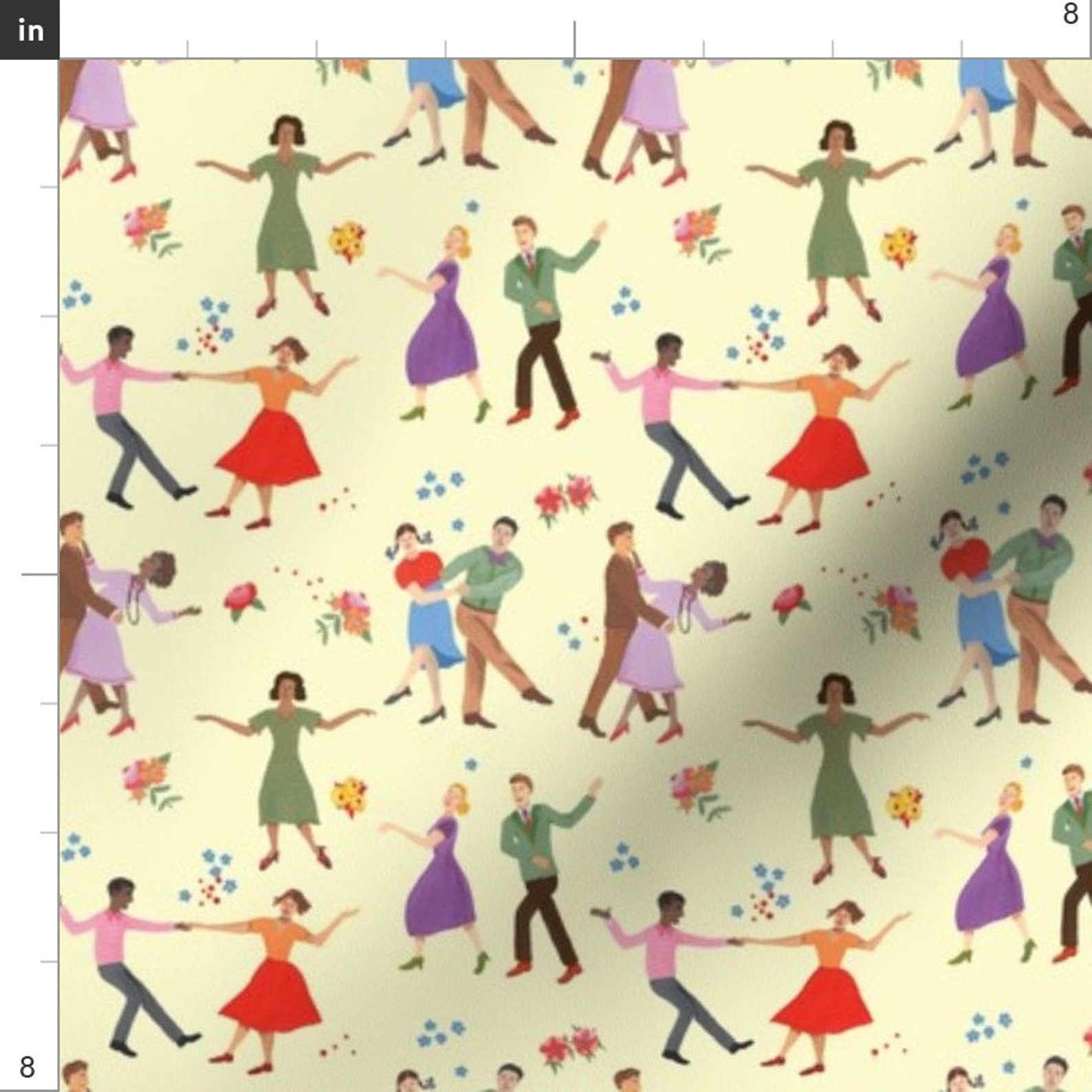 Dancers and Flowers Fabric Dancers and Flowers by | Etsy