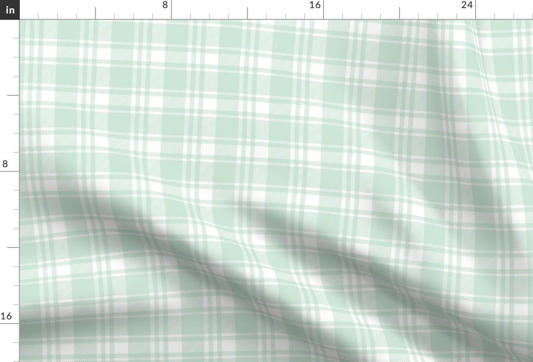 Mint and White Plaid Fabric - Mint Plaid by Littlearrowdesign - Mint ...