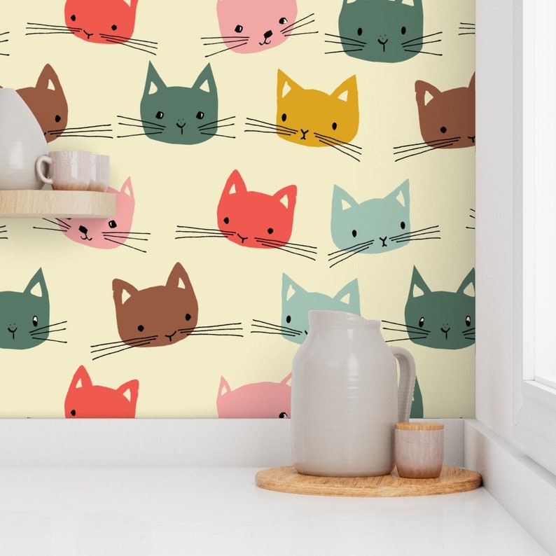 Cats Wallpaper Cats in Colors1 by Potyautas Nursery Kitty - Etsy