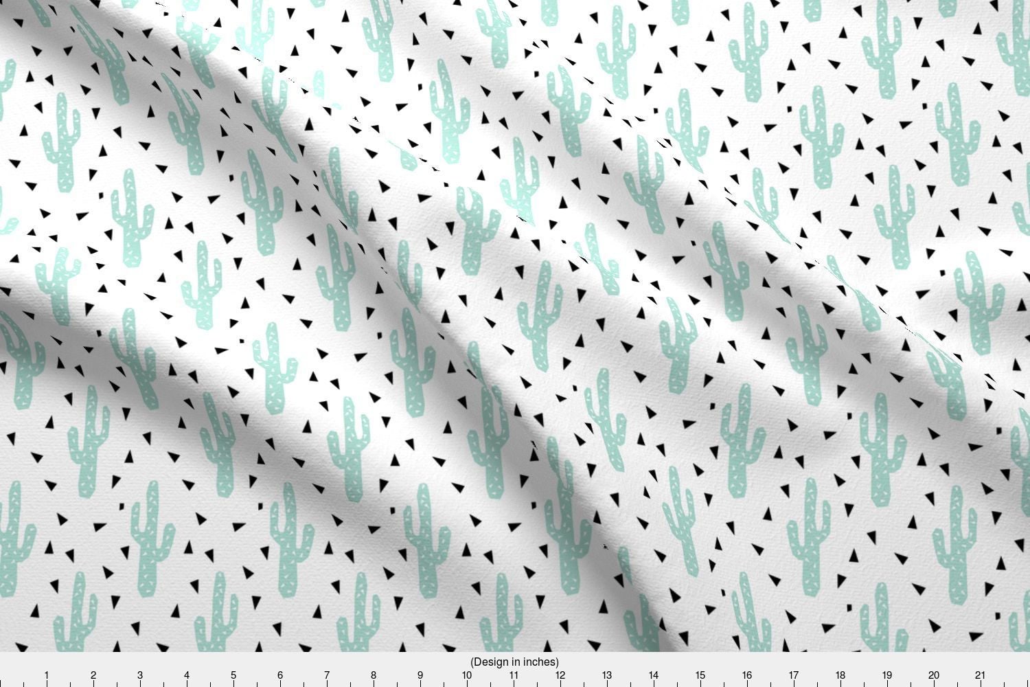 Cactus Fabric Cactus Mint Tri Triangle Trendy Design For | Etsy