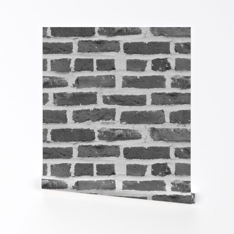 Grey Brick Wallpaper - Etsy